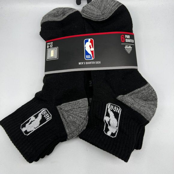 NBA | Underwear & Socks | Official Nba Logo Mens Quarter Socks 6 Pairs Black Gray Size 62 | Poshmark